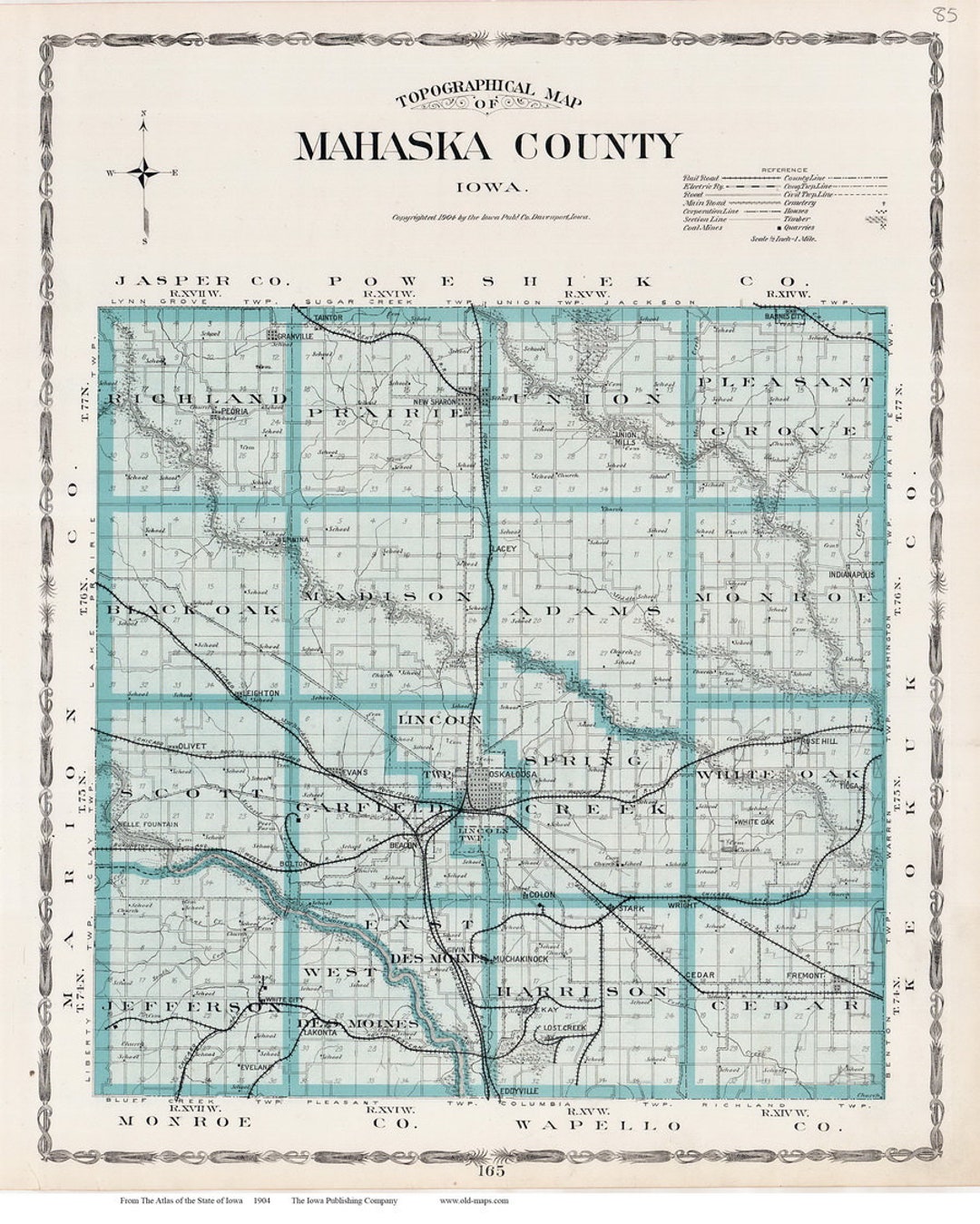 Mahaska County 1904 - Old Town Map Reprint - Iowa State Atlas ...