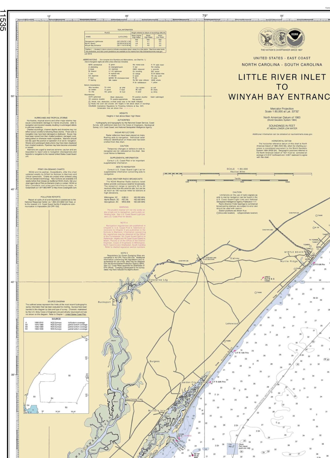 Little River Inlet to Winyah Bay Entrance-2012-Myrtle Beach | Etsy