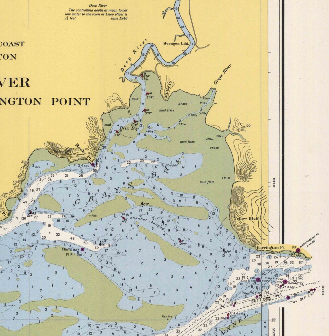 Columbia River Pacific Ocean to Harrington Point 1948 | Etsy