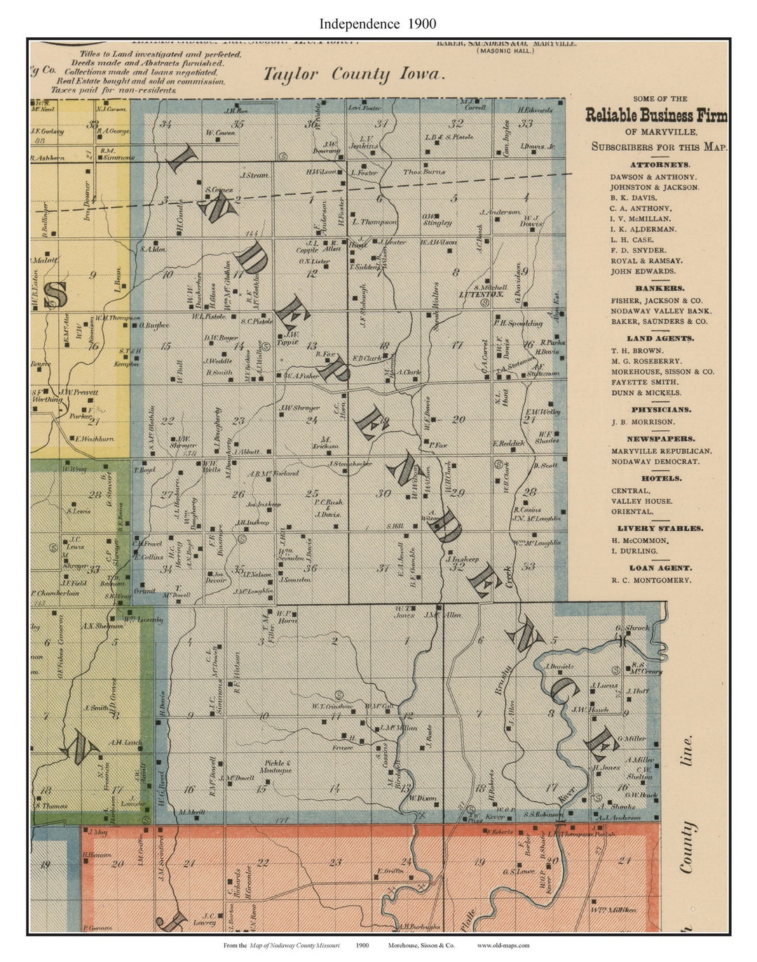 Independence 1900 Old Town Map With Homeowner Names - Missouri ...