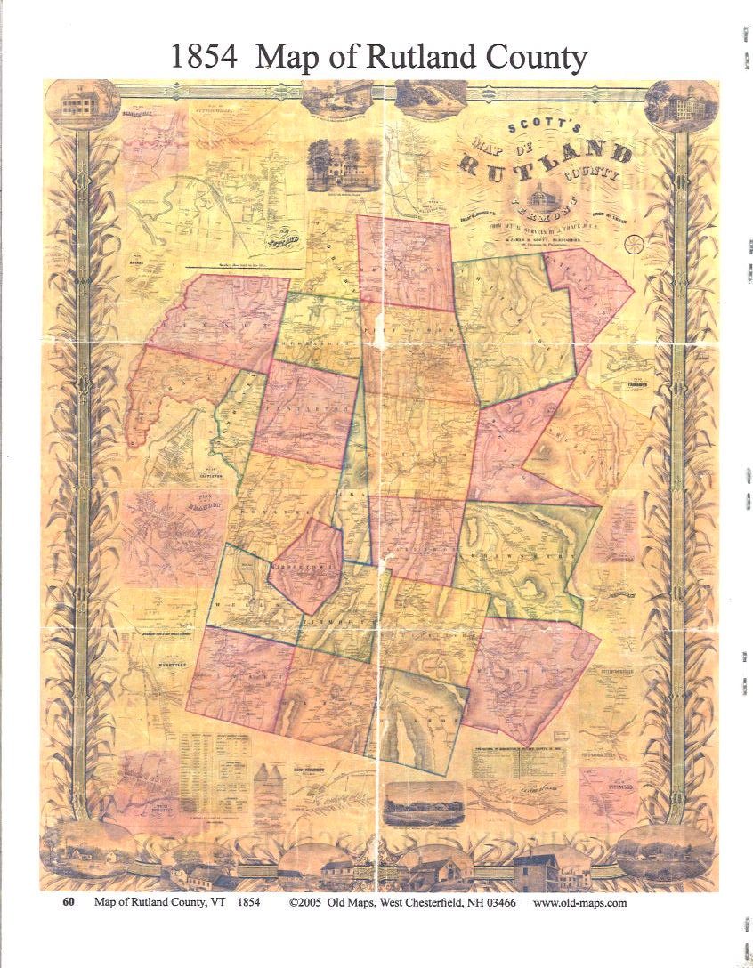Rutland County Vermont 1854 Old Maps Booklet Homeowner Names -*USED ...