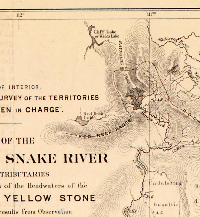 Sources of the Snake River Ca 1870 - Geological Survey Old Map Reprint ...