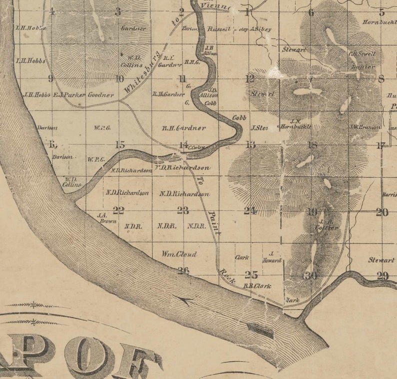Madison County Alabama 1875 - Old Wall Map With Landowner Names ...