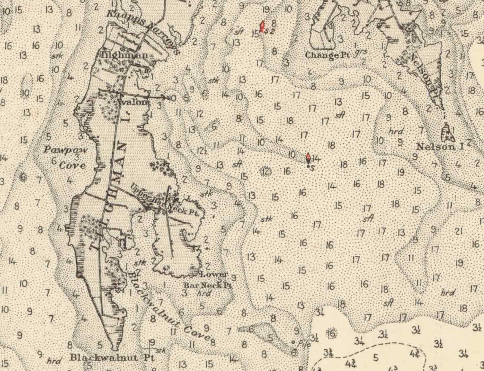 Choptank River to Sandy Point 1909 Nautical Map Reprint | Etsy