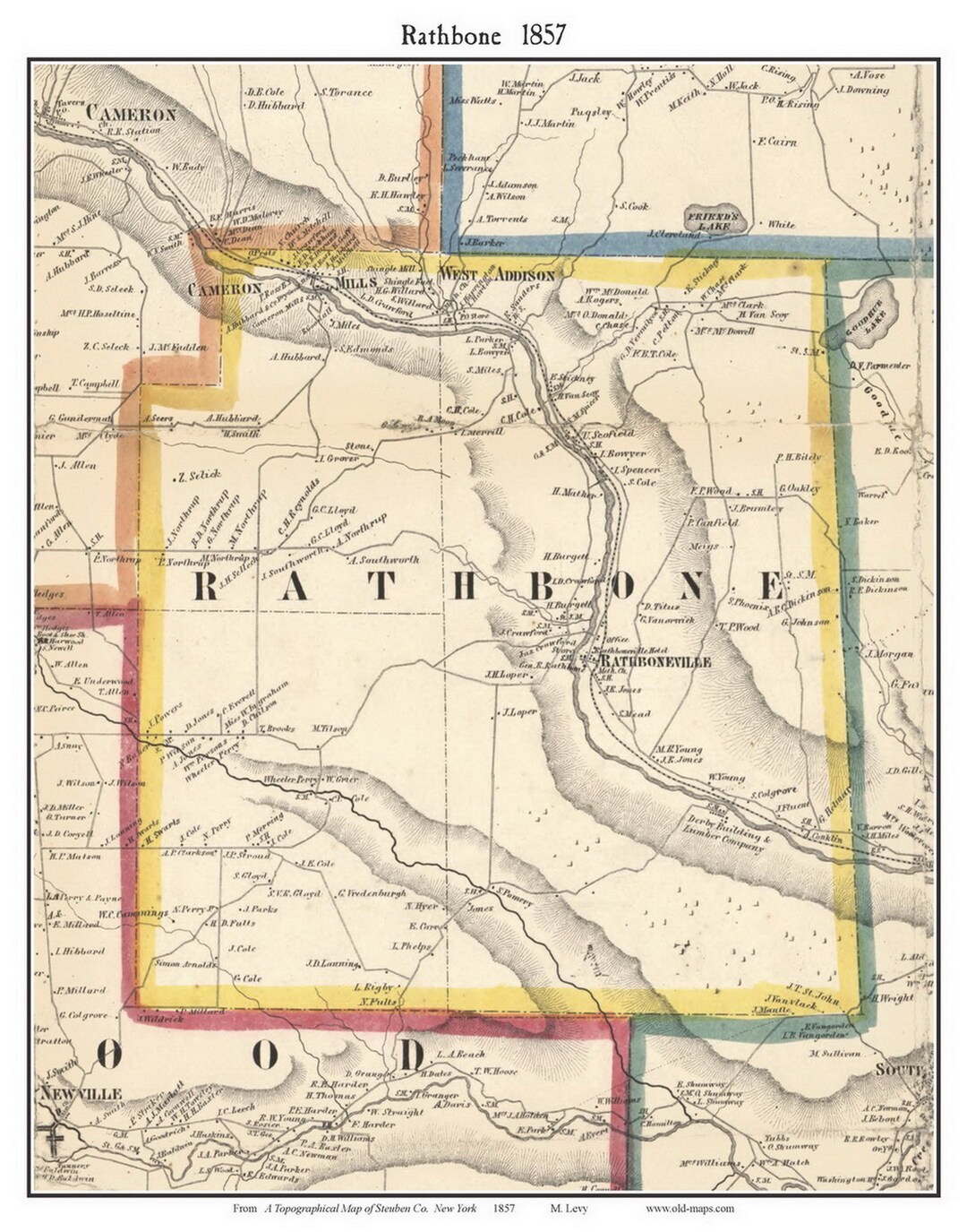 Rathbone 1857 Old Town Map With Homeowner Names New York - Etsy