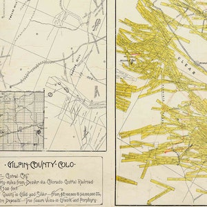 Gilpin County Colorado 1896 - Old Wall Map Reprint With Mining Claims ...