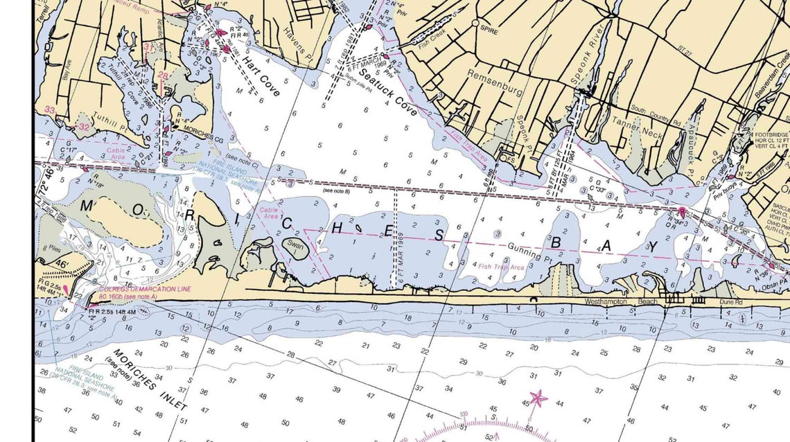 Moriches Bay Shinnecock Bay Westhampton 2003 Nautical Chart - Etsy Italia