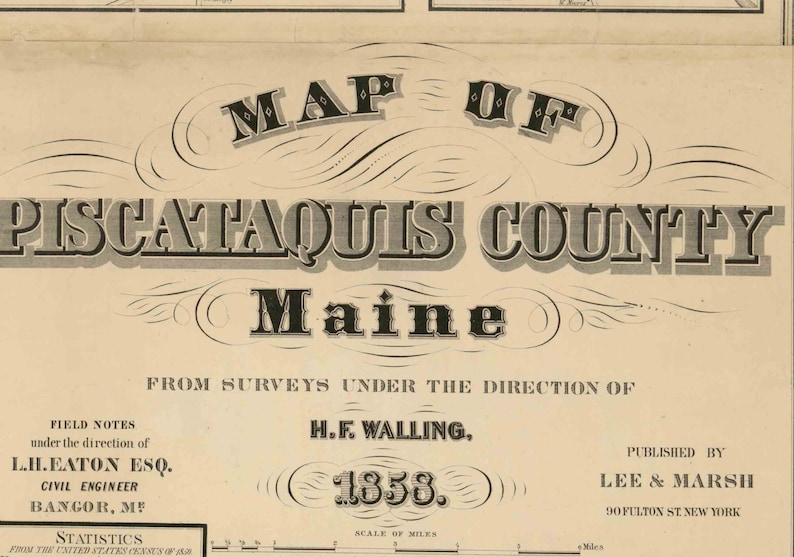 Piscataquis County Maine 1858 Old Wall Map Reprint With - Etsy