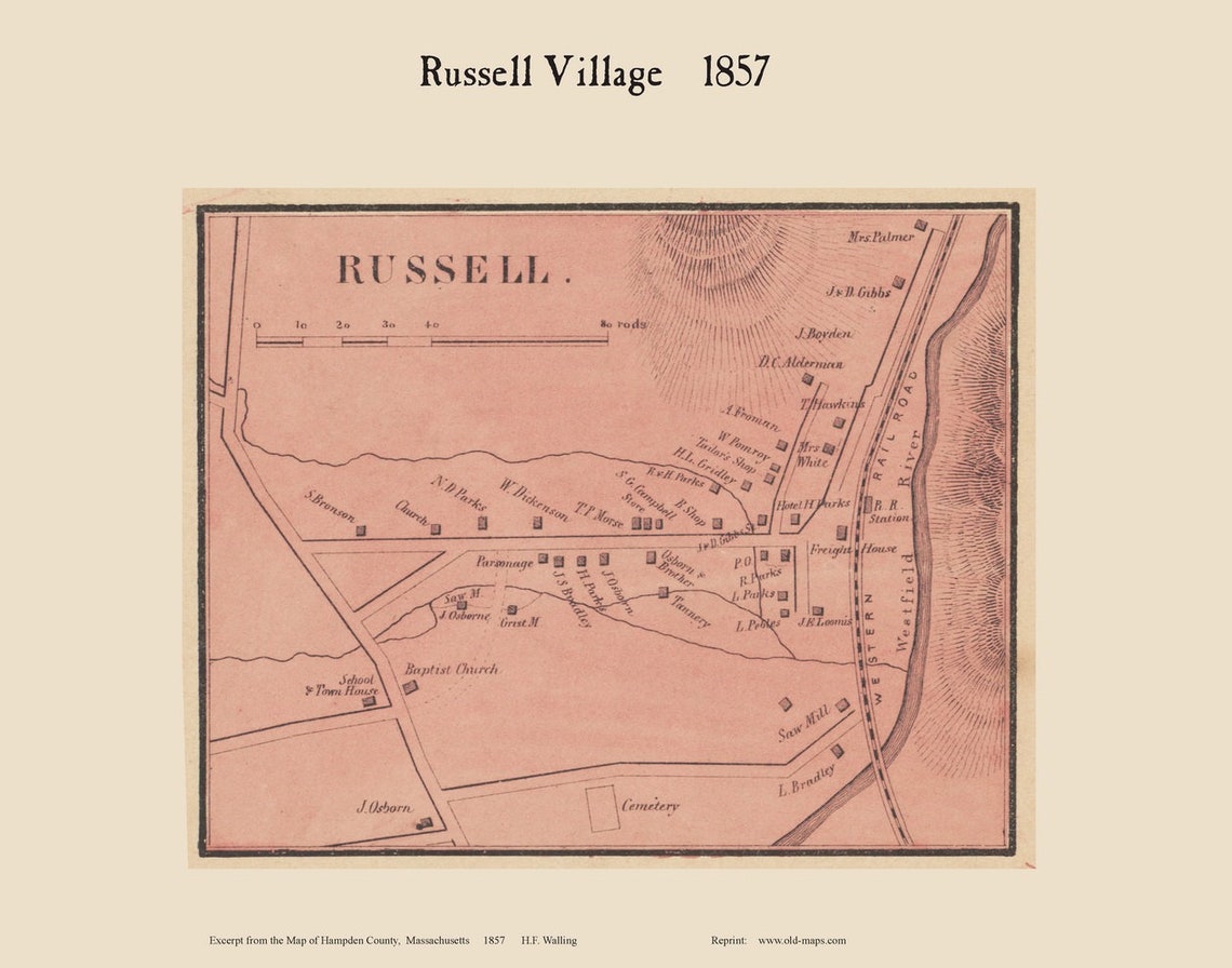 Russell Village 1857 Old Town Map With Homeowner Names | Etsy