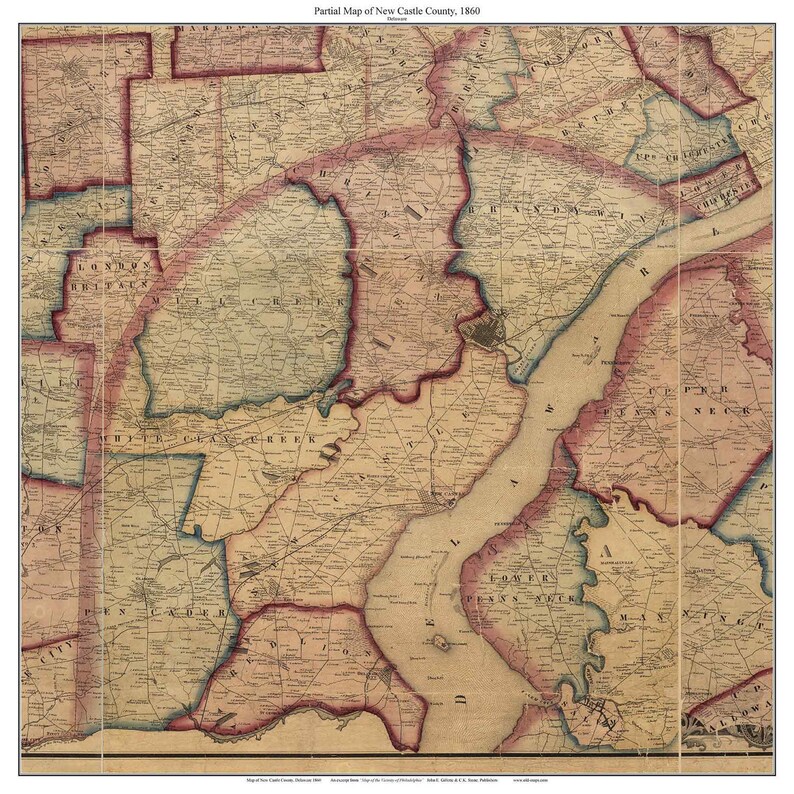 New Castle County Delaware Partial 1860 Old Wall Map - Etsy New Castle County Delaware Partial 1860 Old Wall Map - Etsy