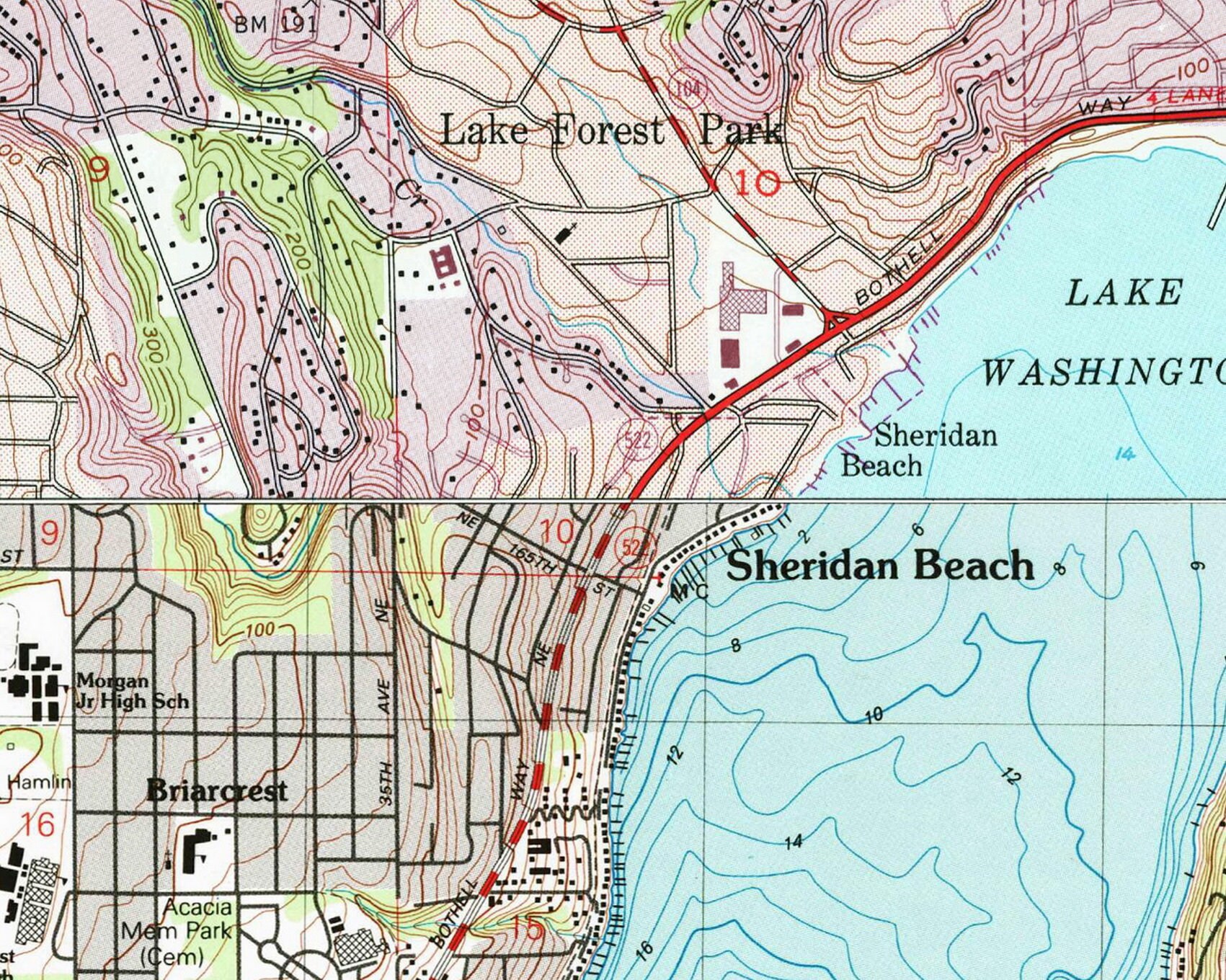 Seattle and Lake Washington 1983 USGS Old Topographic Map - Etsy