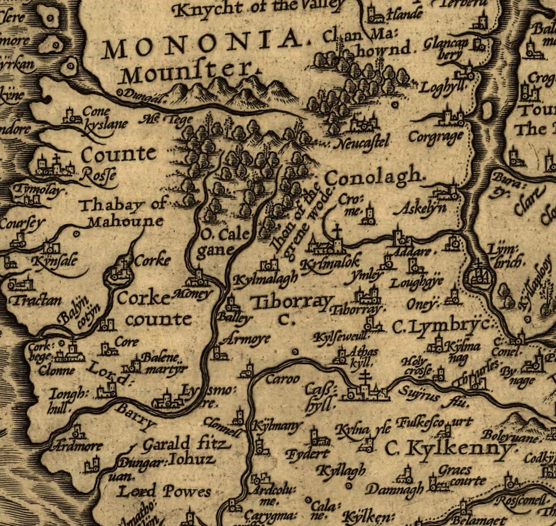 Ireland 1598 Map by Ortelius Old Map Reprint | Etsy