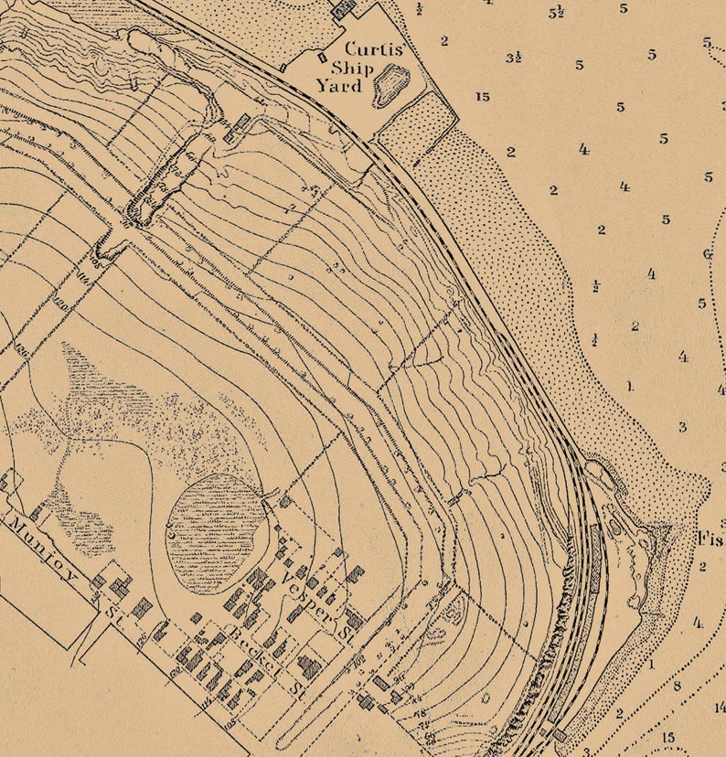 Munjoy Hill, Portland Harbor, Pomroy's Rock, Curtis Ship Yard Maine ...