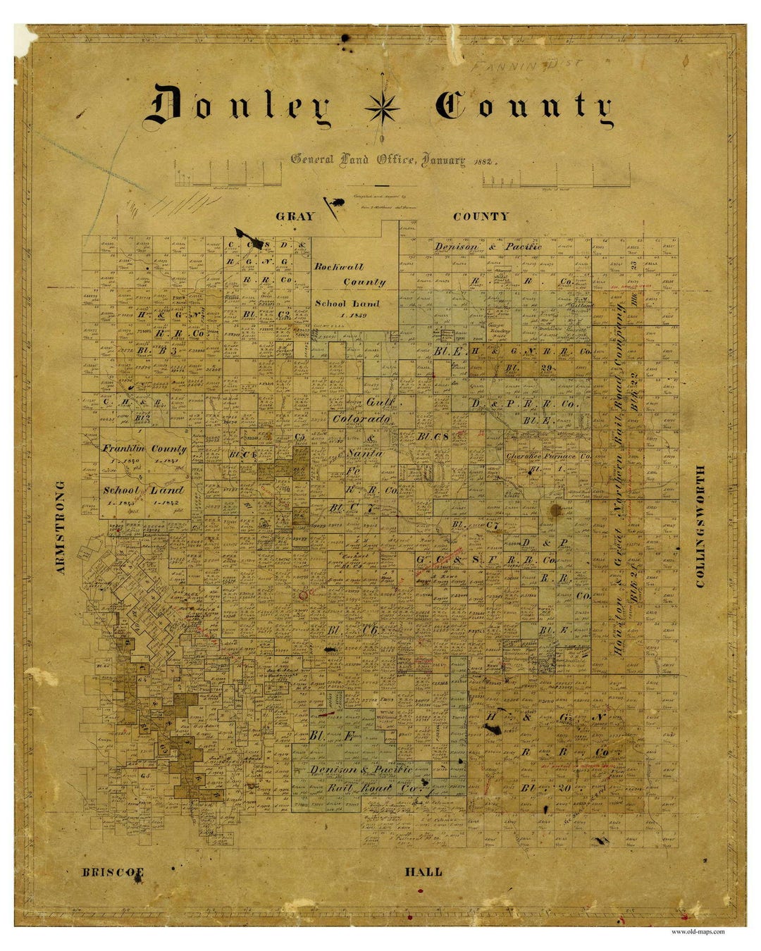 Donley County, Texas 1882 Old Wall Map Reprint With Land Owners Names General Land Office - Etsy
