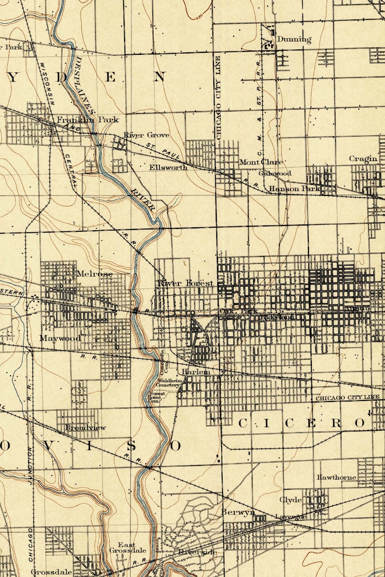 Chicago Ca. 1901 USGS Old Topographic Map Custom Composite - Etsy