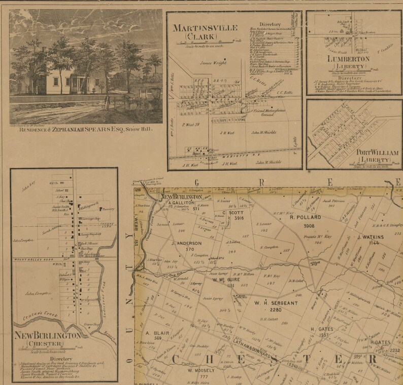 Clinton County Ohio 1859 Old Wall Map Reprint With Homeowner - Etsy