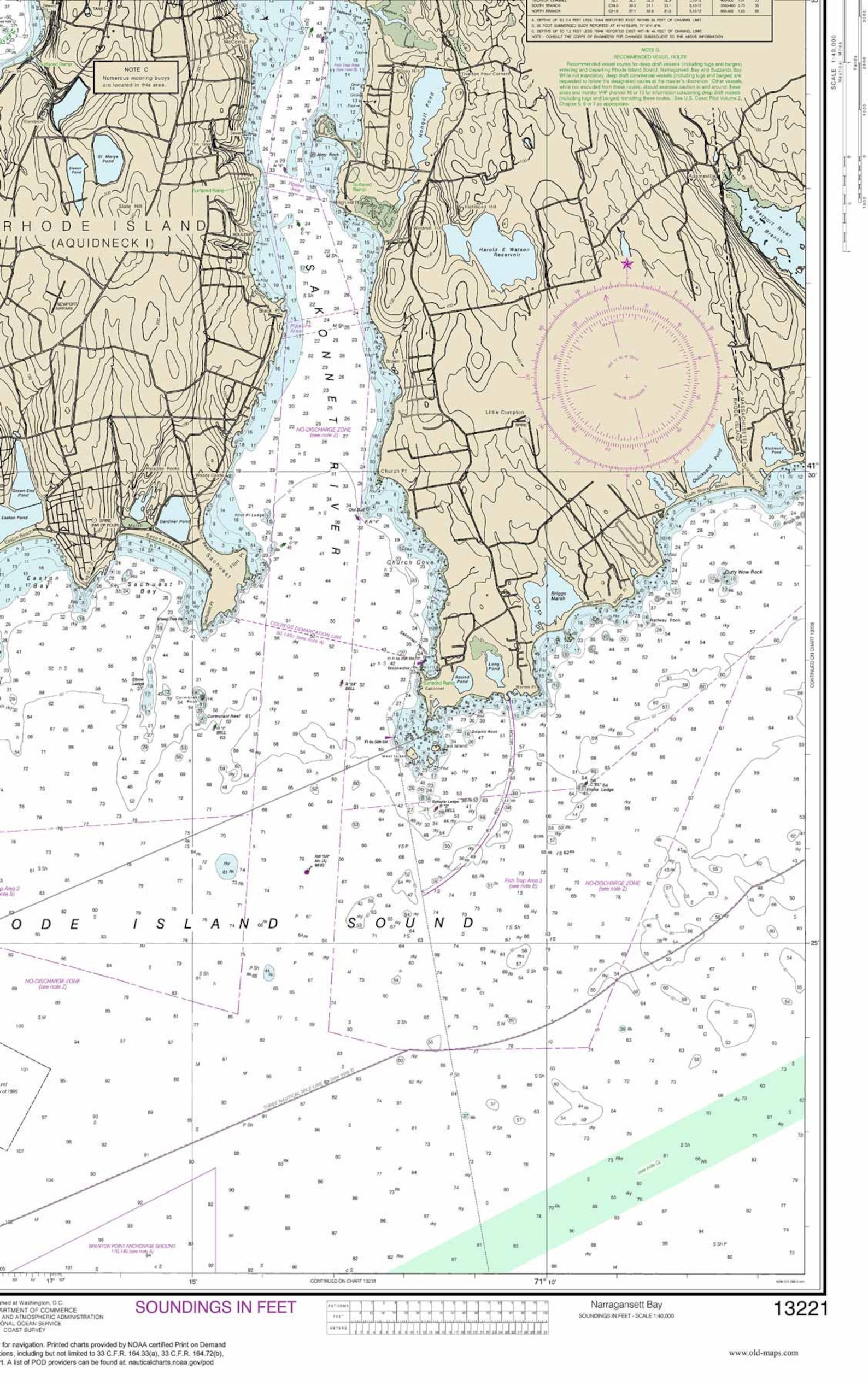 Narragansett Bay, RI 2014 Nautical Map Reprint Harbors 353 13221 - Etsy