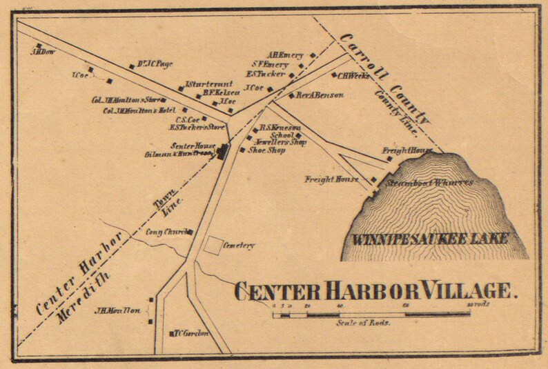 Belknap County, New Hampshire 1860 - Old Wall Map Reprint With ...