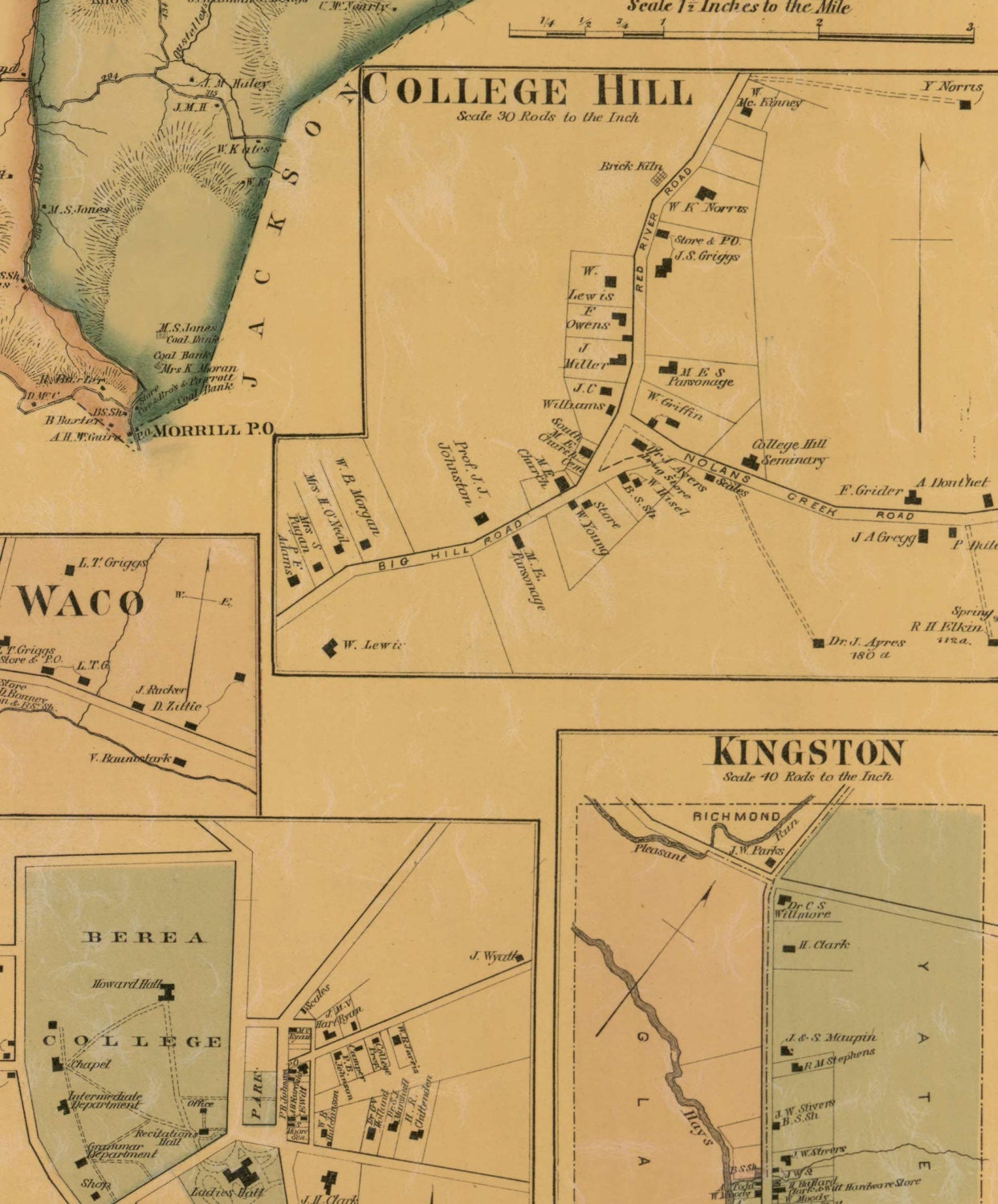 Madison County Kentucky 1876 Old Wall Map With Homeowner | Etsy