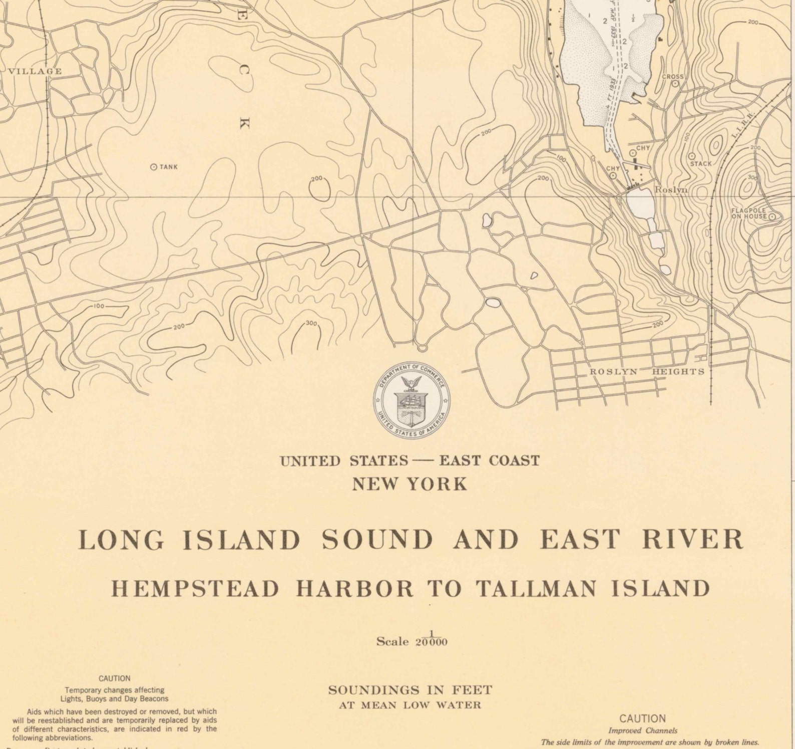 Hempstead Harbor to Tallman Island, NY 1934 Nautical Map Long Island ...