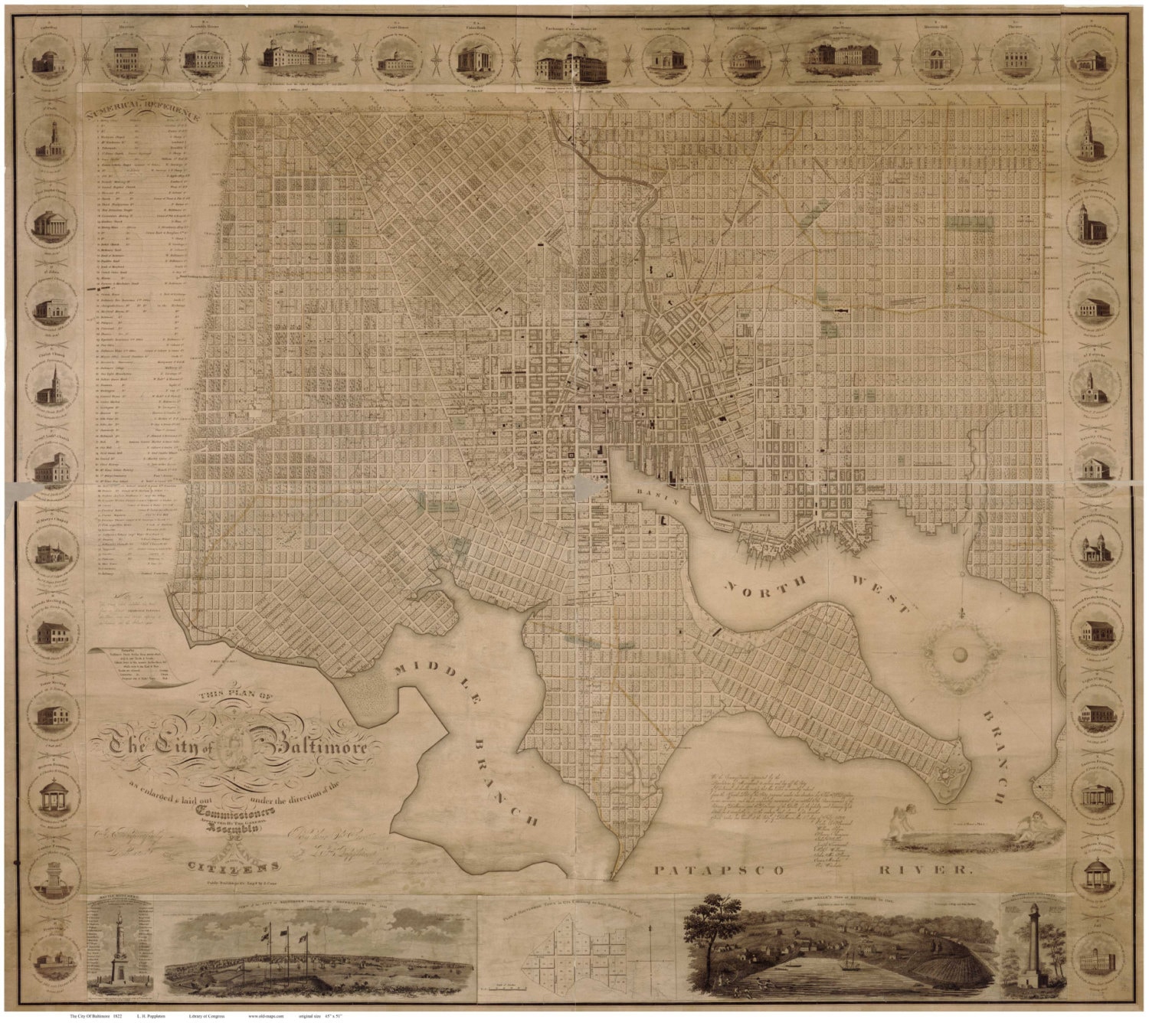 Baltimore 1822 map Poppleton Reprint | Etsy