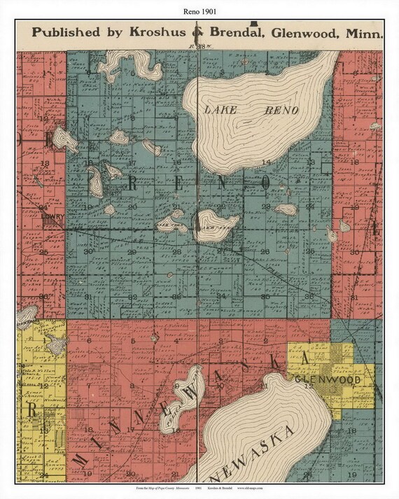 Reno 1901 Old Town Map With Homeowner Names Minnesota | Etsy