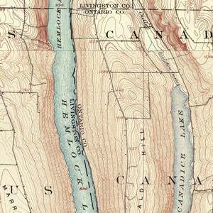 Conesus, Hemlock & Honeoye Lakes - 1904 USGS Old Topographic Map Custom ...