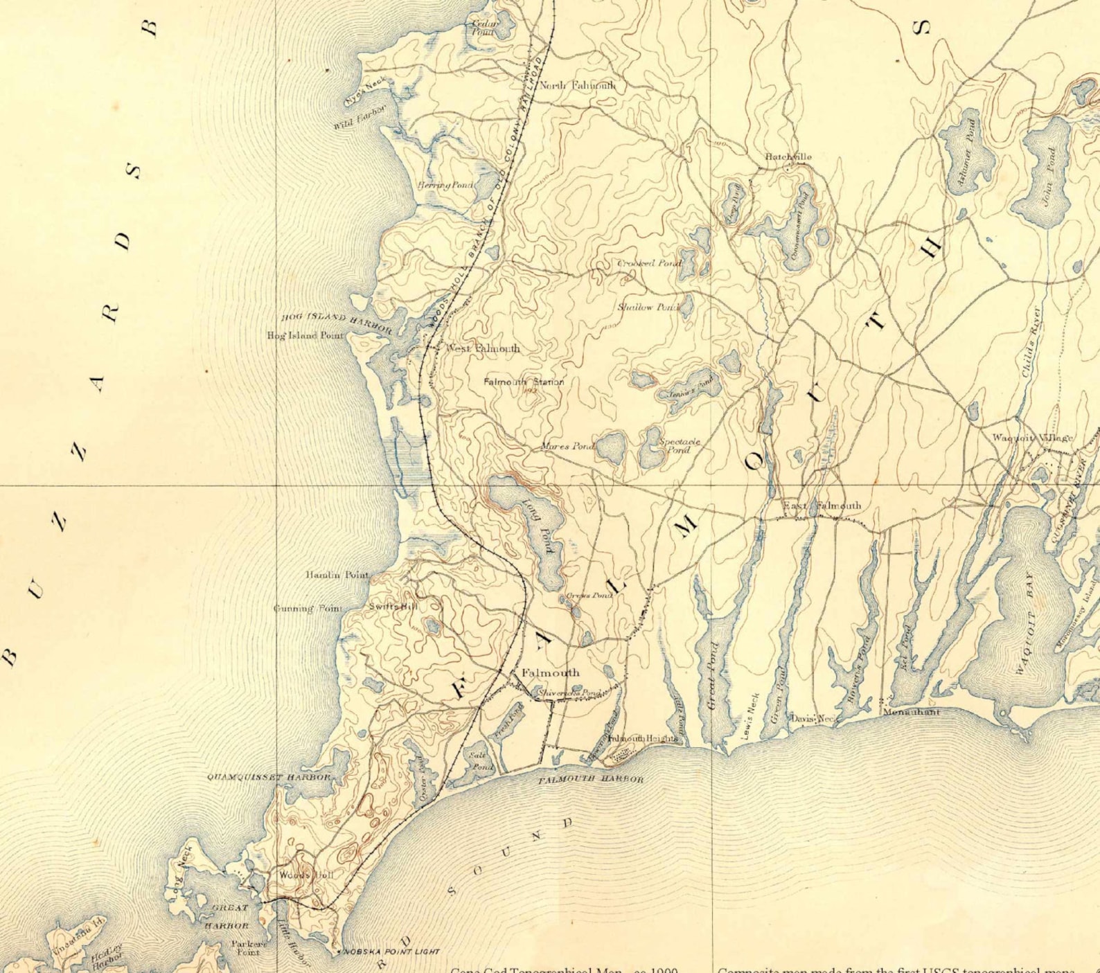 Cape Cod and the Islands 1890 USGS Old Topographical Map Massachusetts ...