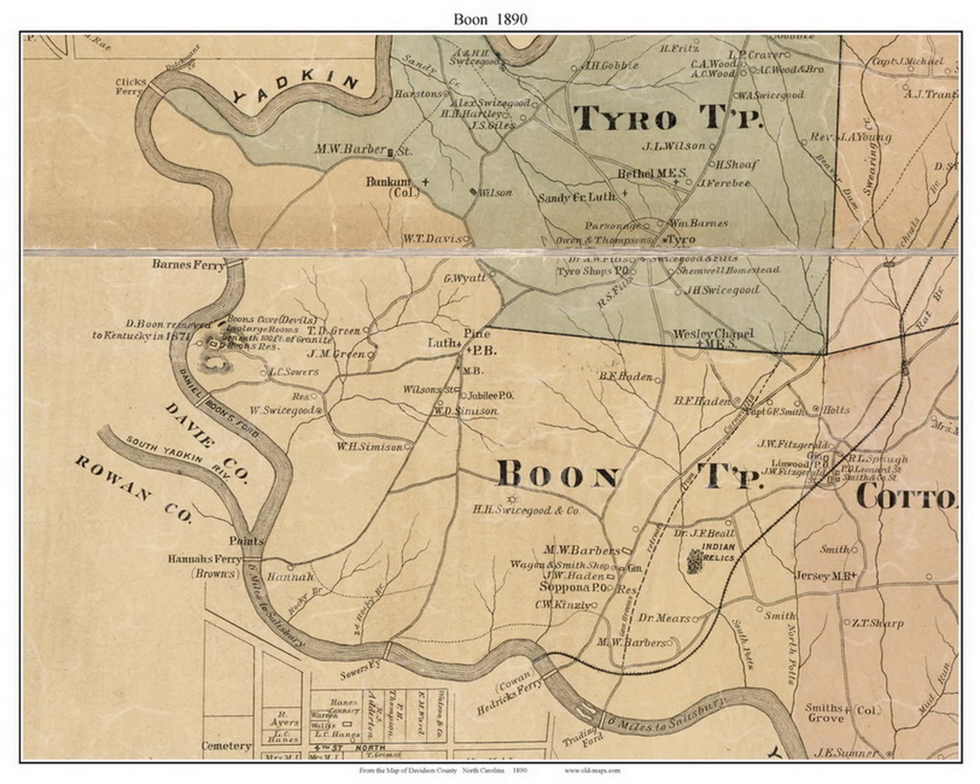 Boon 1890 Old Town Map With Homeowner Names - Boone - North Carolina ...