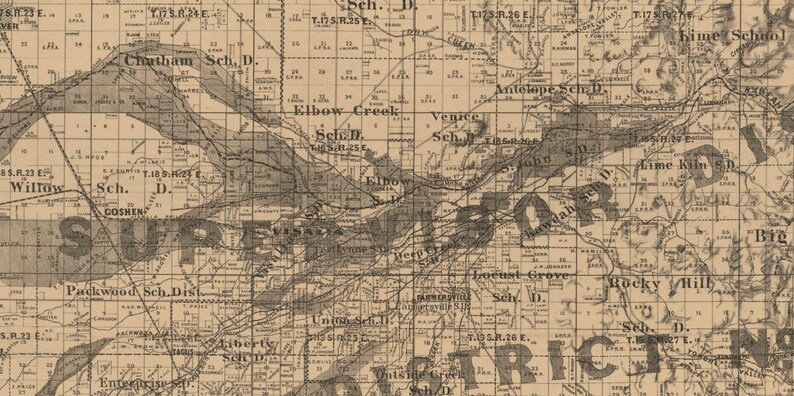Tulare County California 1884 Old Wall Map Reprint With | Etsy