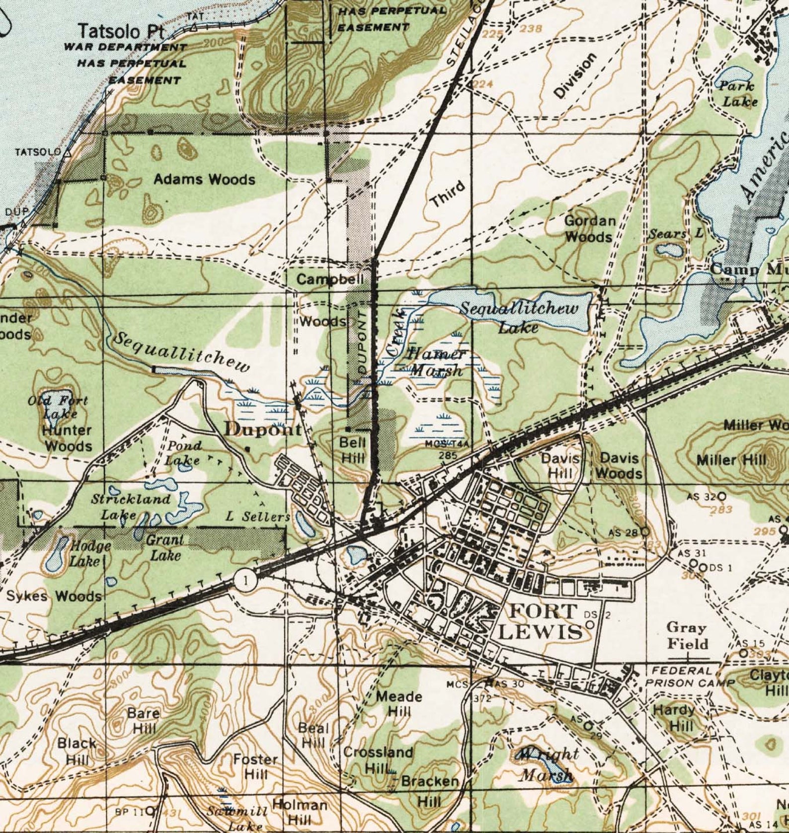 Fort Lewis Ca. 1940 USGS Old Topographic Map Custom | Etsy