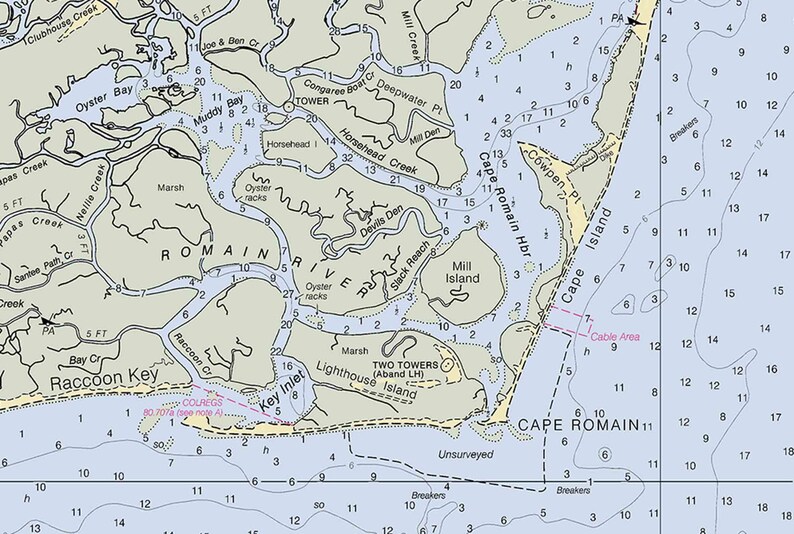 Winyah Bay Entrance to Isle of Palms-2012 Georgetown North - Etsy