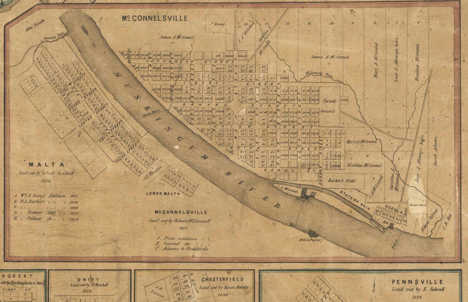 Morgan County Ohio 1854 - Old Wall Map Reprint With Homeowner Names ...