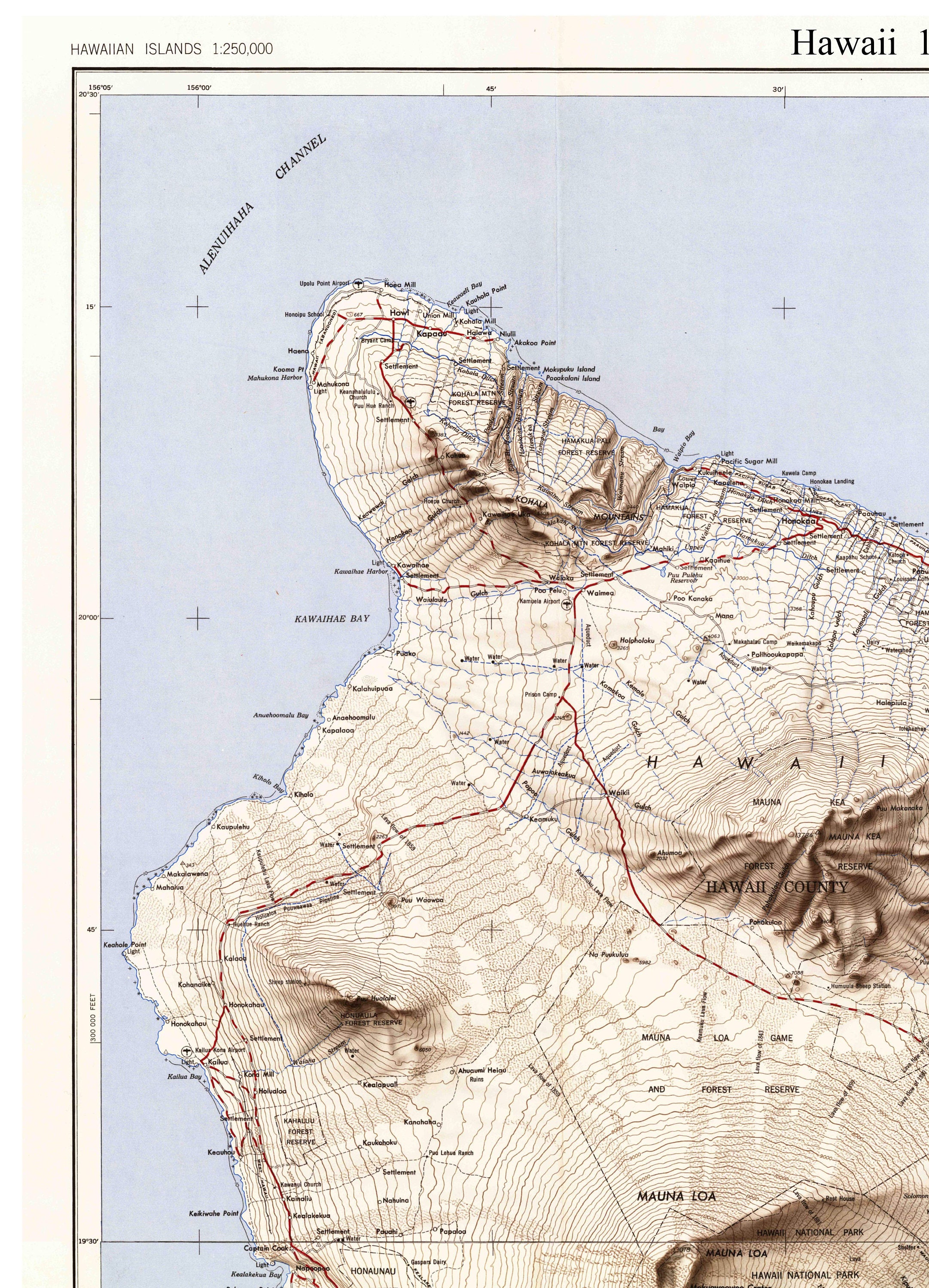 Hawaii Island 1954 USGS Old Topographic Map Custom Composite - Etsy