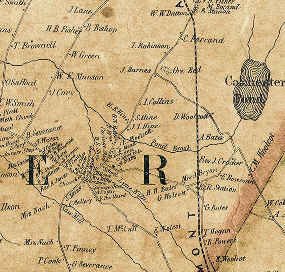Chittenden County Vermont 1857 Old Wall Map Reprint With - Etsy