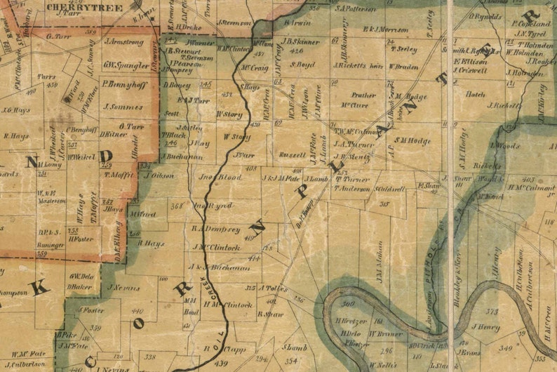 Venango County Pennsylvania Ca. 1857 - Wall Map With Homeowner Names ...