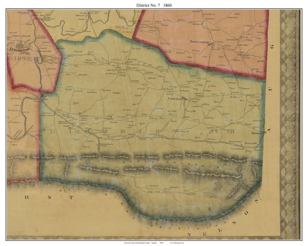 District No. 7 1860 Old Town Map With Homeowner Names - Reprint ...