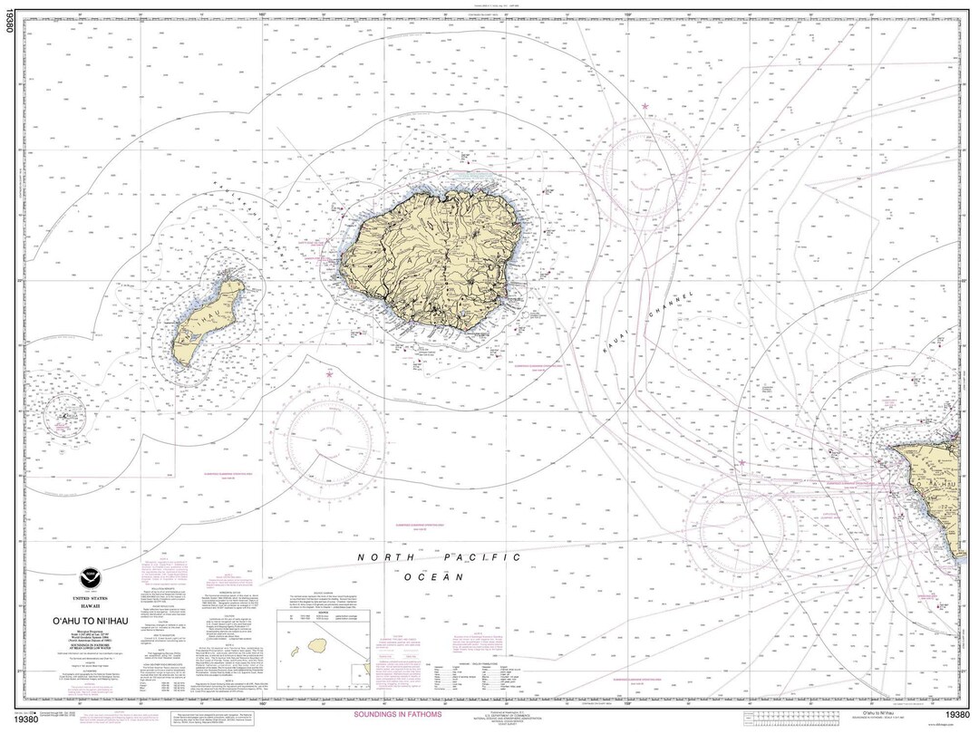 Oahu to Niihau 2003 - Nautical Map - Kauai - Old Map - PC Reprint Hawaii 4117 - Hawaiian Islands ...
