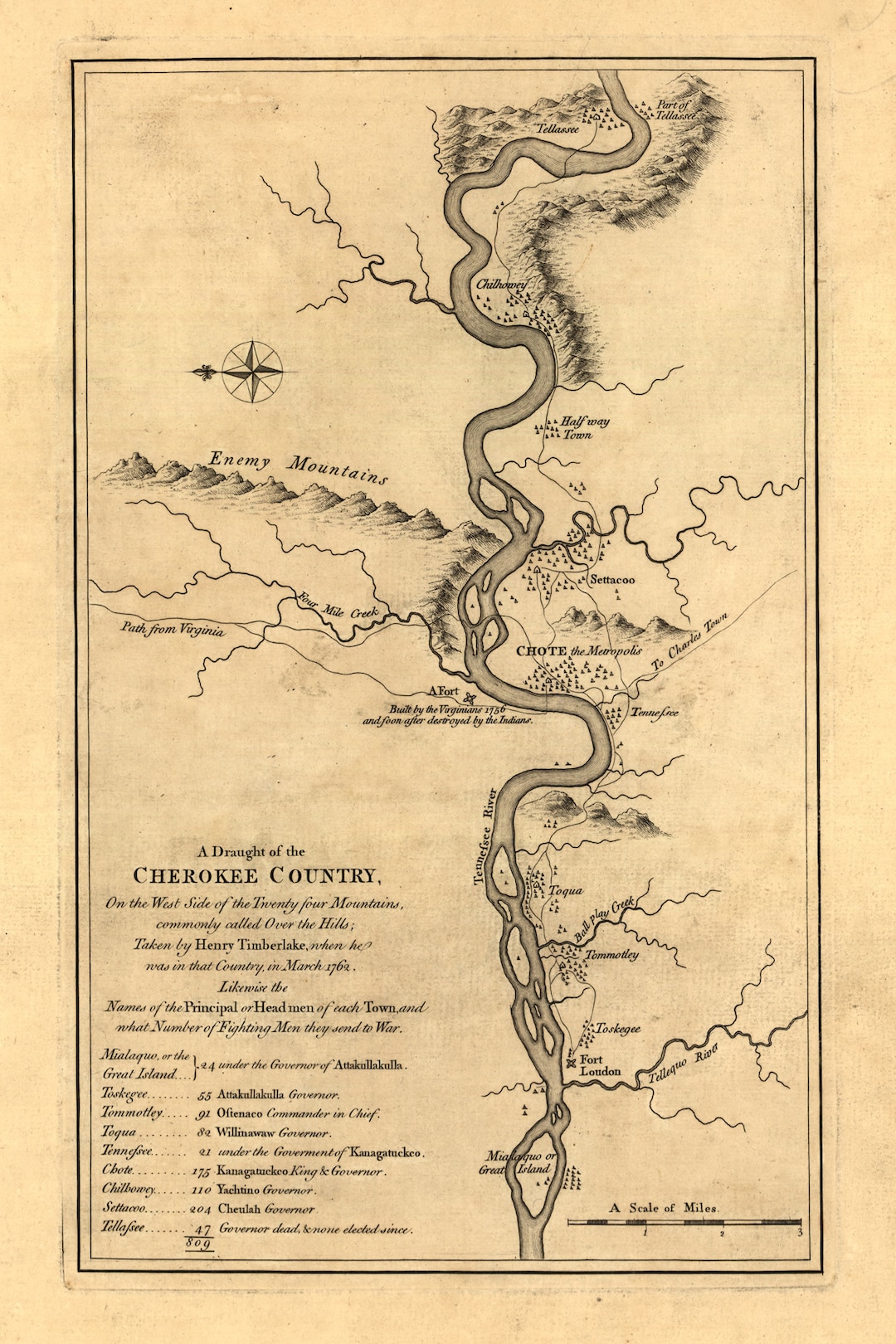 Cherokee Country - 1762 - Old Map Reprint USA 1768 Atlas 38 - Etsy