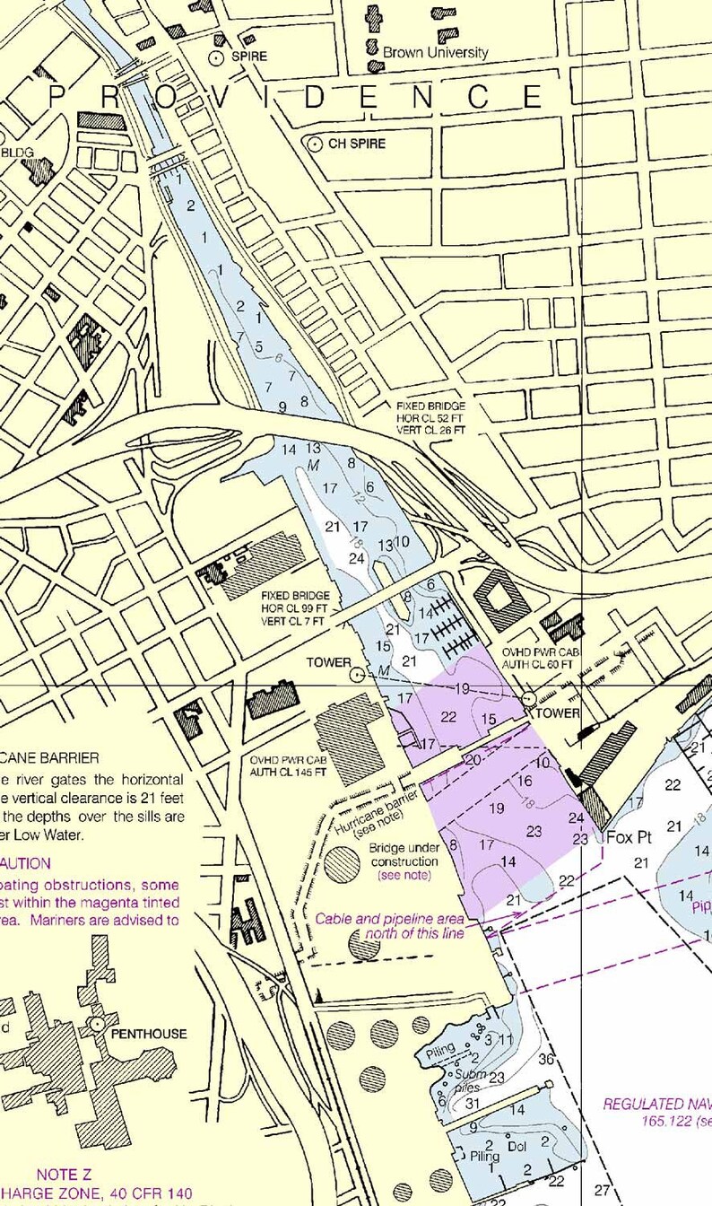 Providence Harbor RI 2013 Nautical Map by the USCGS | Etsy