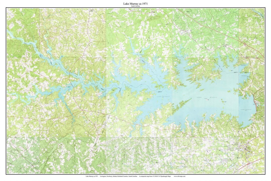 Lake Murray 1971 Old Topo Map Custom Composite USGS Reprint 7x7 South ...