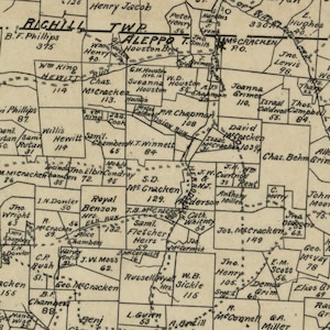 Greene County Pennsylvania 1897 - Old Wall Map With Owner Names, Farm ...