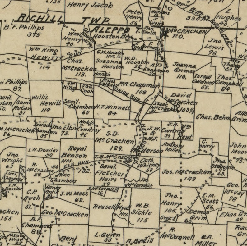 Greene County Pennsylvania 1897 Old Wall Map With Owner | Etsy