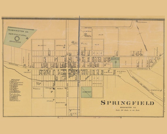 Springfield Village 1877 Old Town Map With Homeowner Names - Etsy