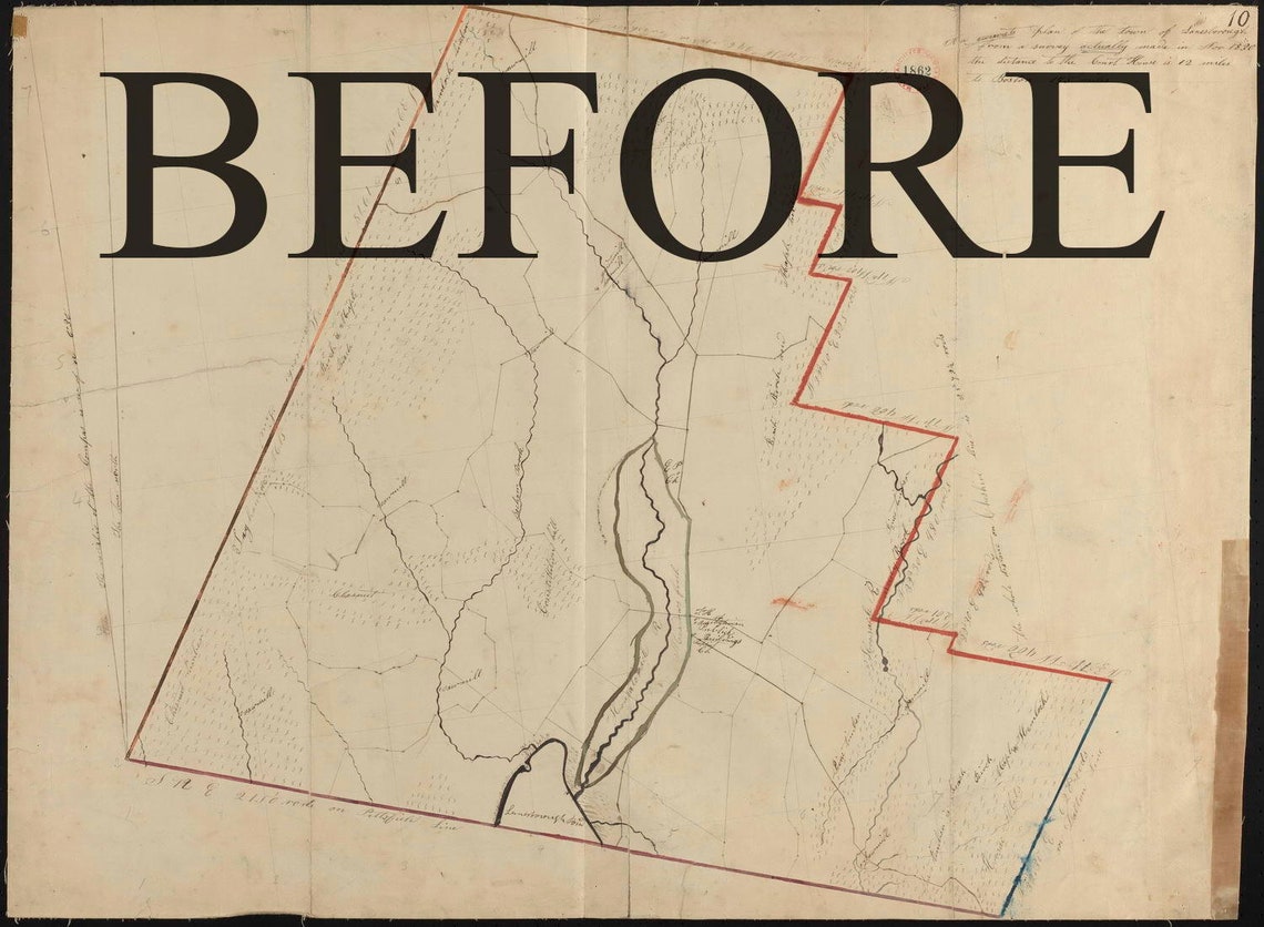 Lanesborough 1830 Town Plan - Old Roads Map Reprint RESTORED ...