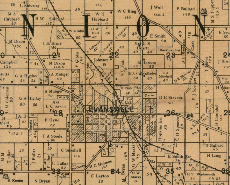 Rock County Wisconsin 1900 Old Wall Map Reprint with | Etsy