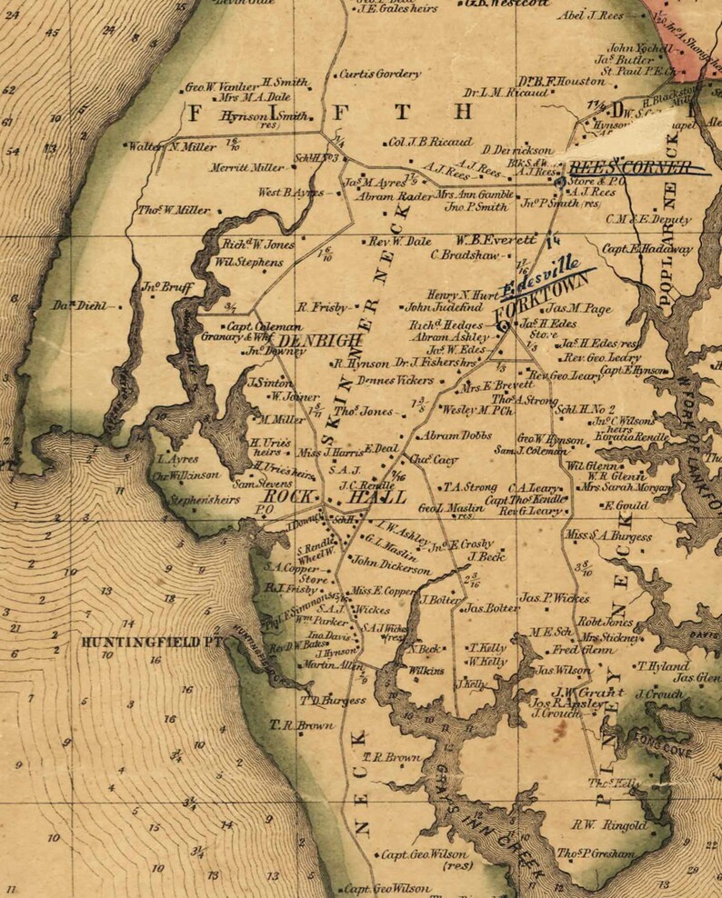 Kent County, Maryland 1860 by Simon J. Martenet- Old Wall Map Reprint ...