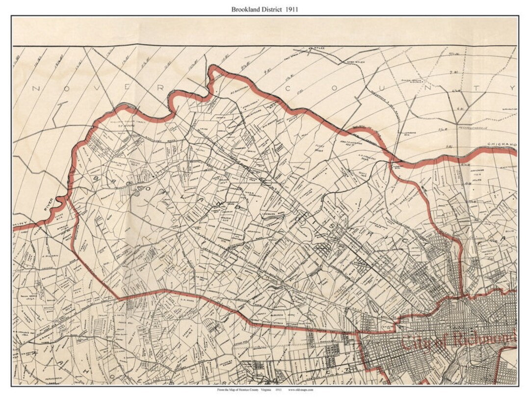 Brookland District 1911 Old Town Map With Homeowner Names - Virginia ...