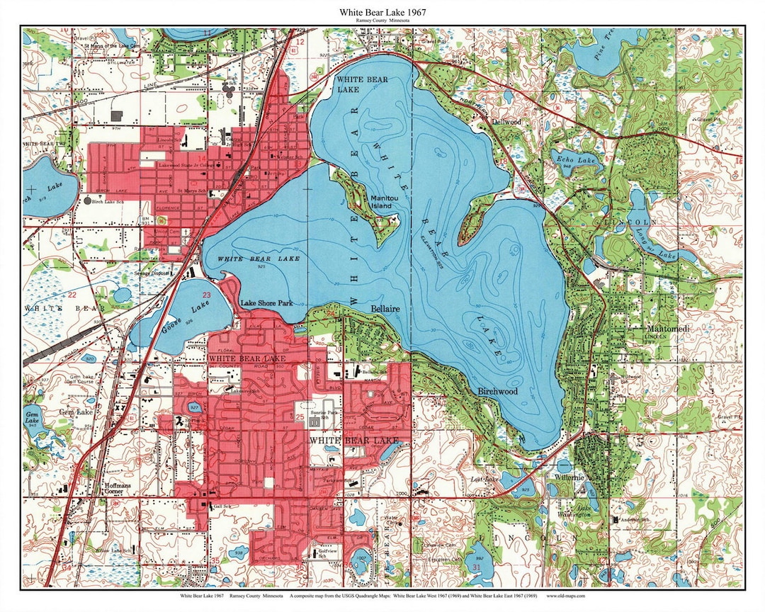 White Bear Lake - 1967 Map Reprint Goose Lake - Old Topographic USGS ...