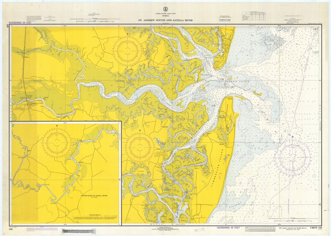St Andrews Sound 1972 Satilla River Map Old Nautical Chart Georgia ...